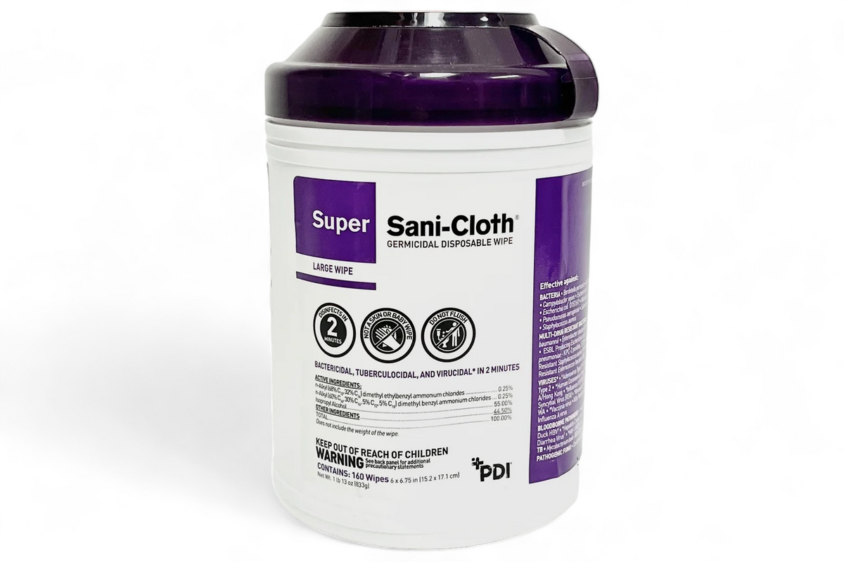 Super Sani-Cloth Germicidal Disposable Wipes, Large 6”x 6.75” 160 ct/c ...