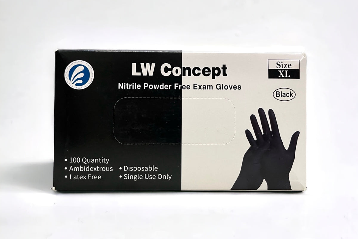 LW CONCEPT Black Nitrile Powder-Free Exam Gloves, 5 mil (ASTM D6319, F ...
