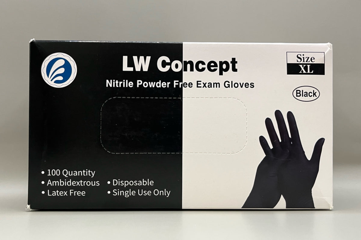 LW CONCEPT Black Nitrile Powder-Free Exam Gloves, 5 mil (ASTM D6319, F ...