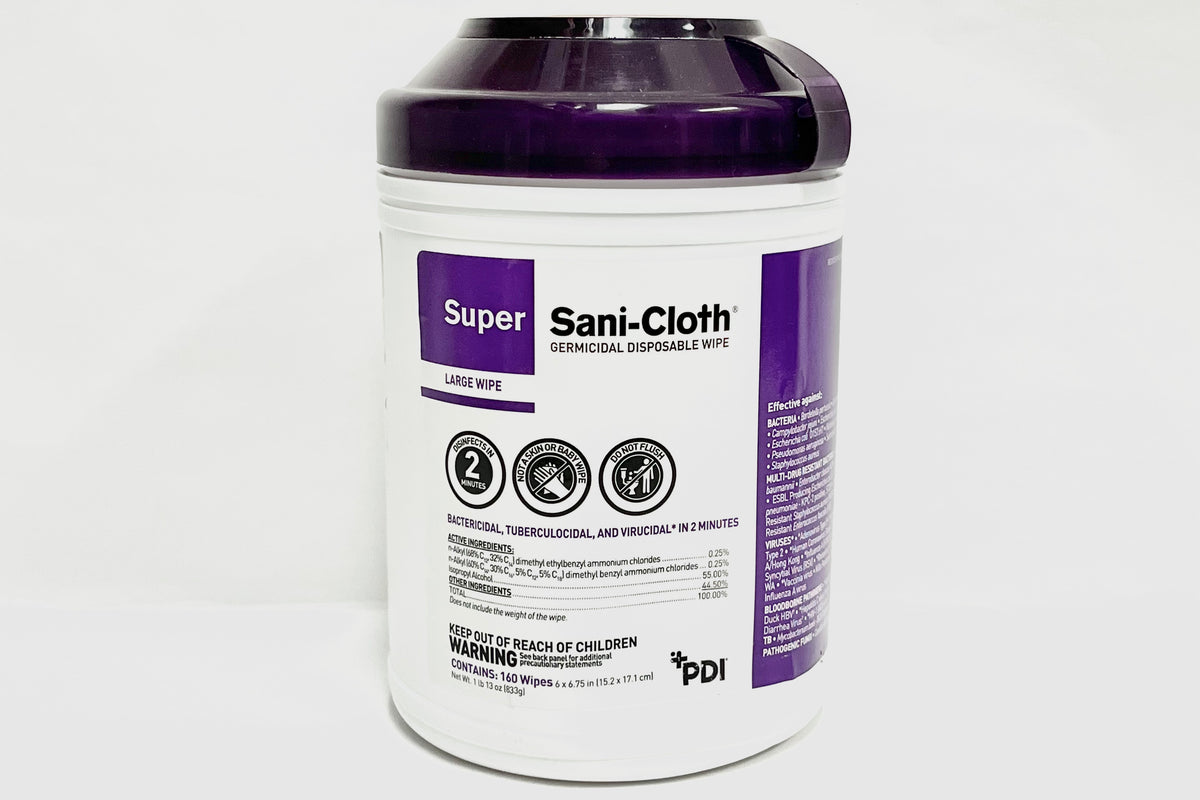 Super Sani-Cloth Germicidal Disposable Wipes, Large 6”x 6.75” 160 ct/c ...